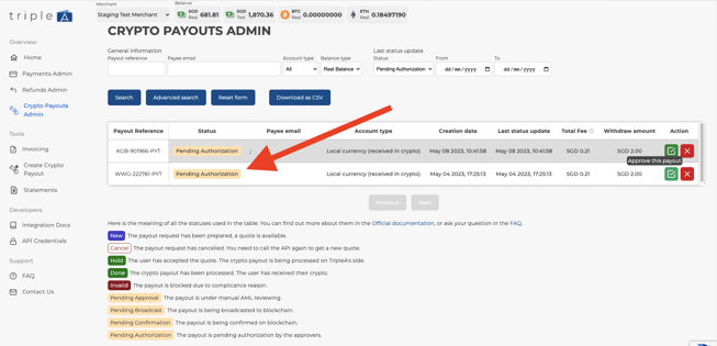 How do I approve a payout?