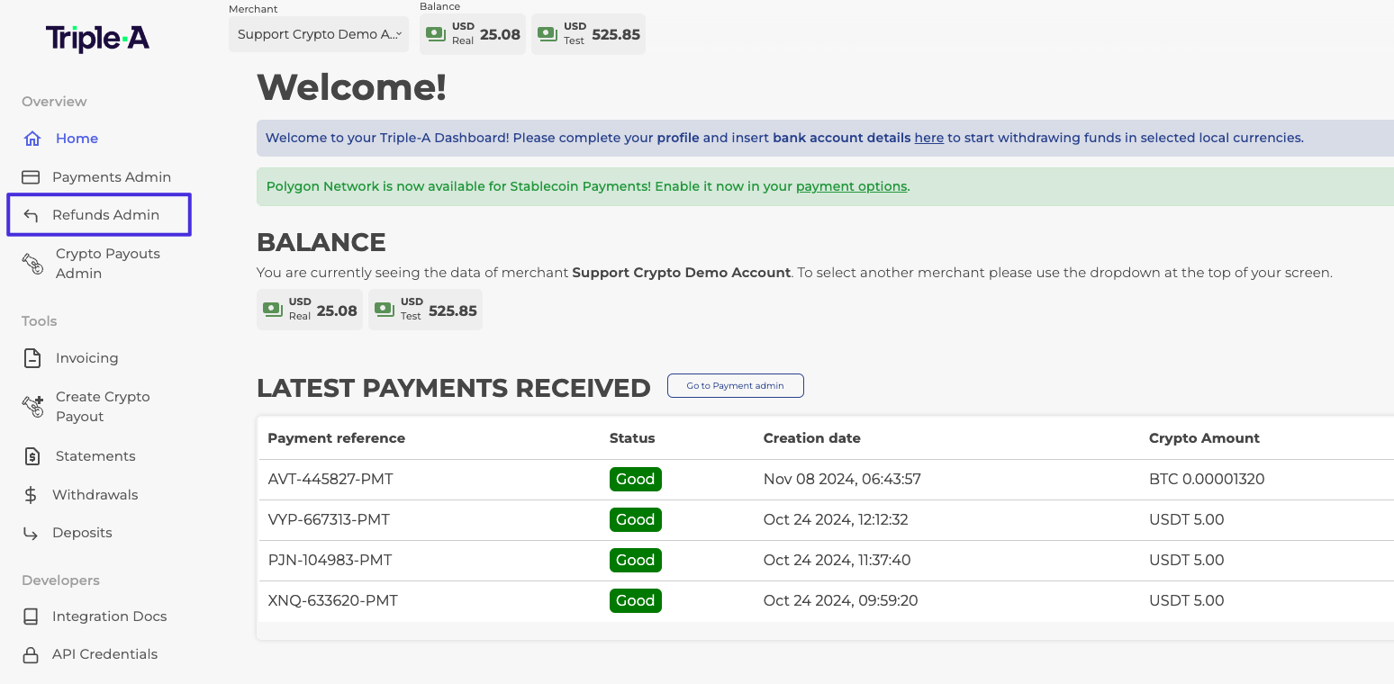 How do I process refunds to my customers on the dashboard?